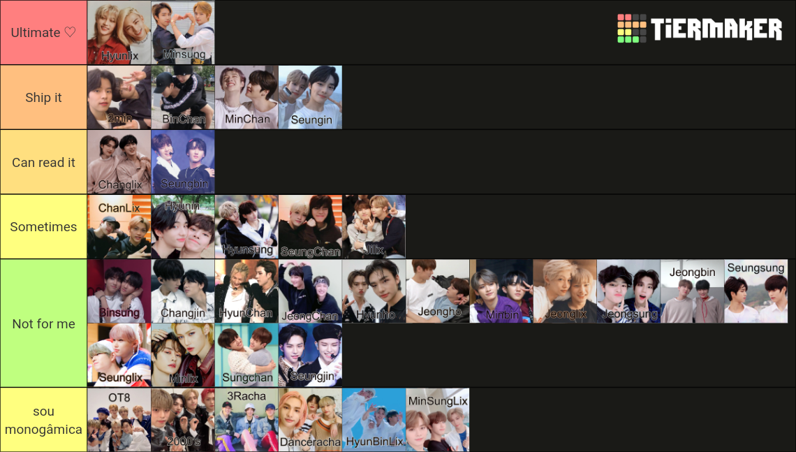 Ranking SKZ Ships Tier List (Community Rankings) - TierMaker