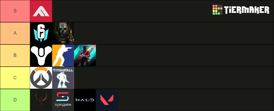 Competitive Shooter Games Tier List (Community Rankings) - TierMaker