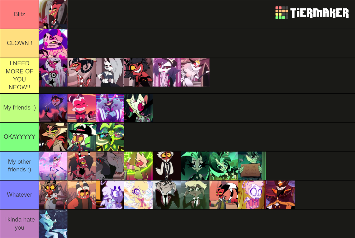 ALL Hazbin Hotel + Helluva Boss Characters Tier List (Community Rankings) - TierMaker