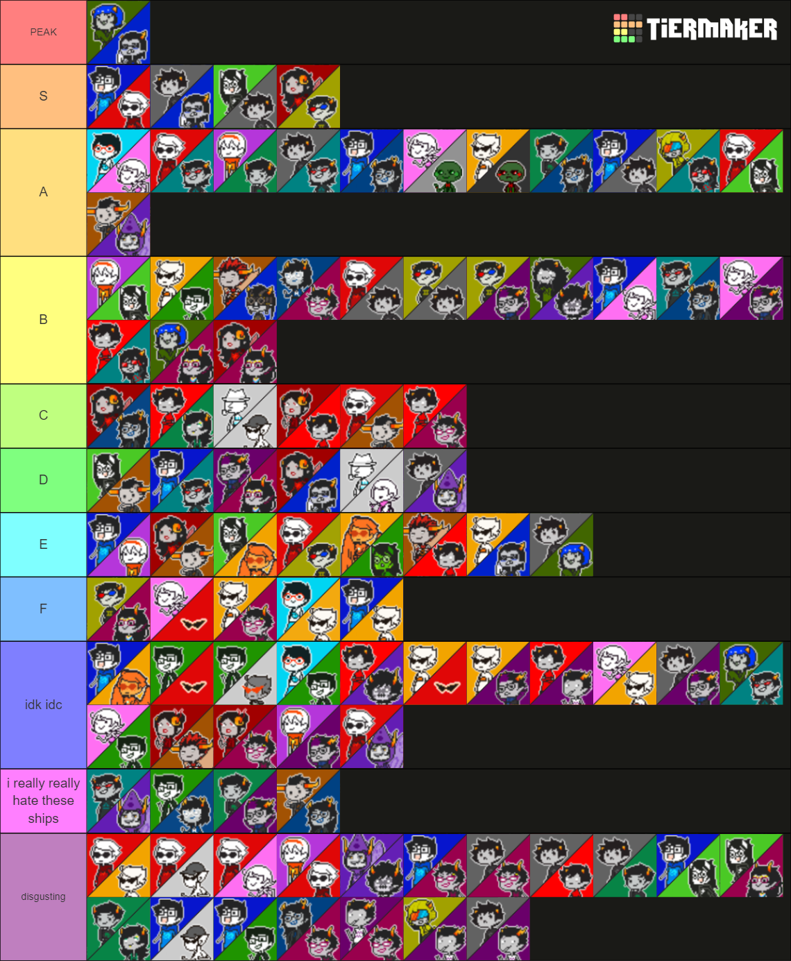 Ultimate Homestuck Ship List Tier List (Community Rankings) - TierMaker