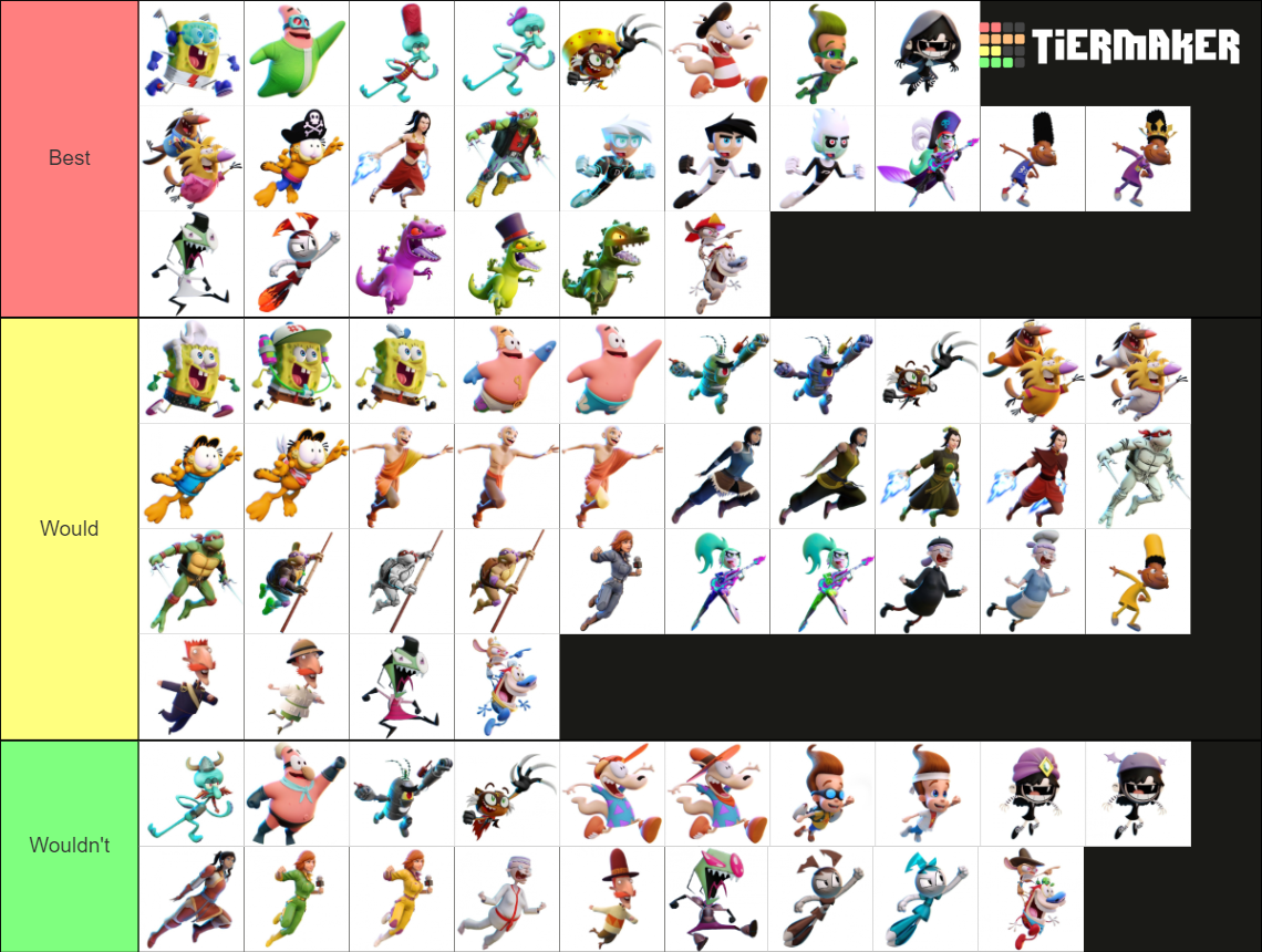 Nickelodeon All-Star Brawl 2 alt costumes Tier List (Community Rankings ...