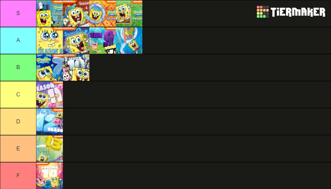 spongebob seasons 1 - 14 Tier List (Community Rankings) - TierMaker