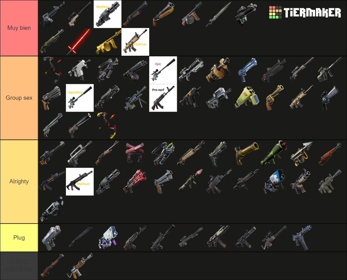 All fortnite weapons Tier List (Community Rankings) - TierMaker