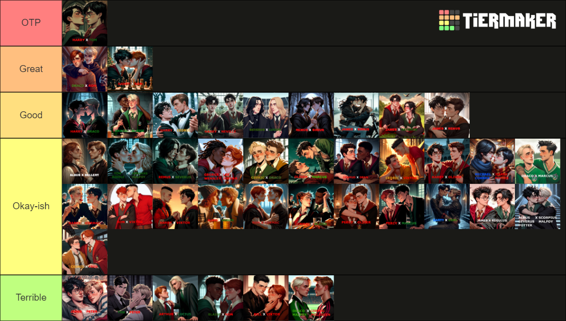 Harry Potter Gay (MLM) Ships Tier List (Community Rankings) - TierMaker