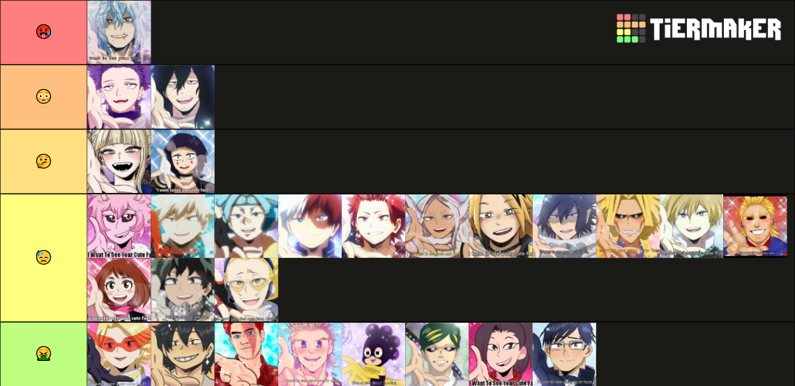 Mha “I Want To See Your Cute Face” Ranking Tier List (Community ...