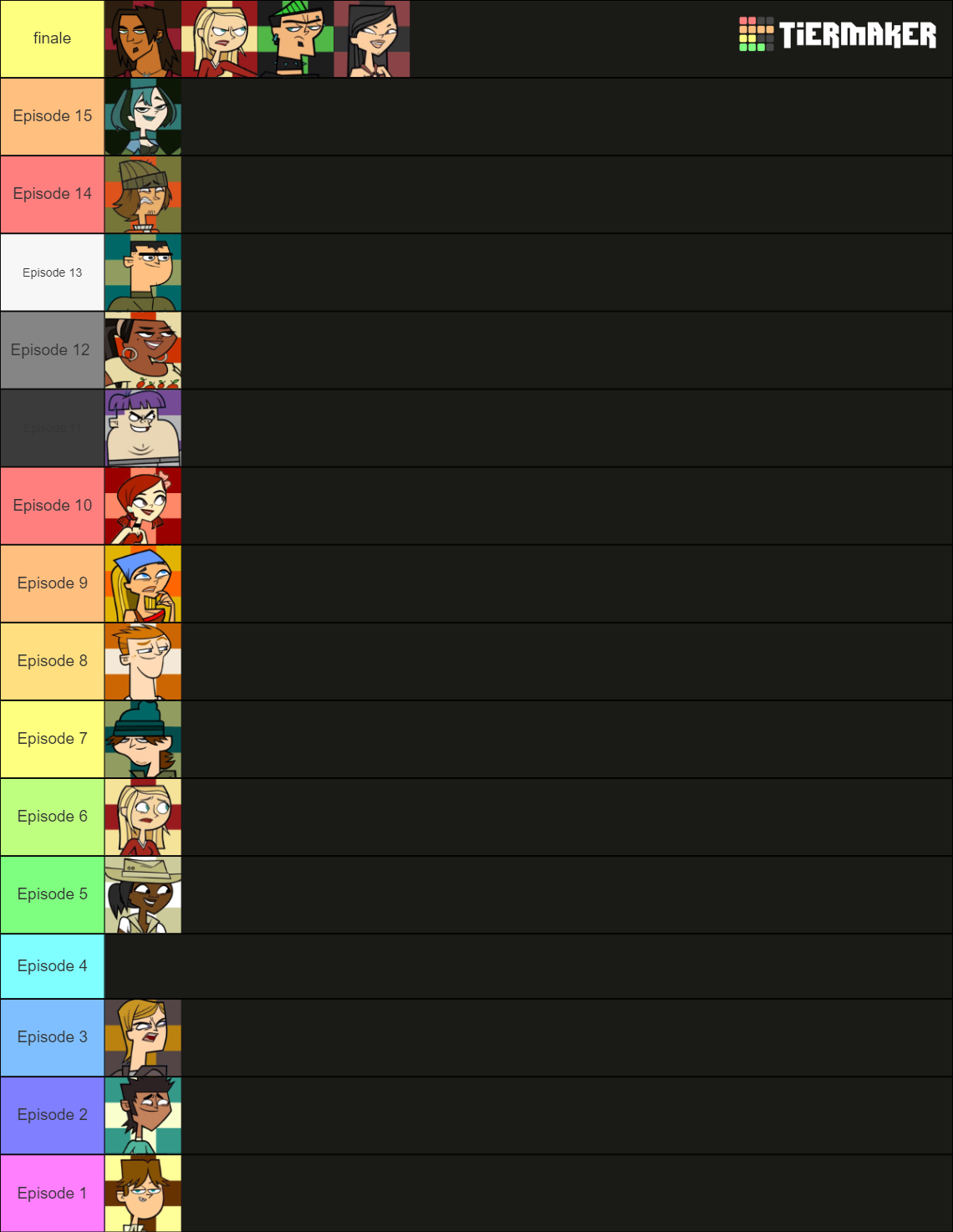 Total Drama Armageddon Elimination Order Tier List (Community Rankings) - TierMaker