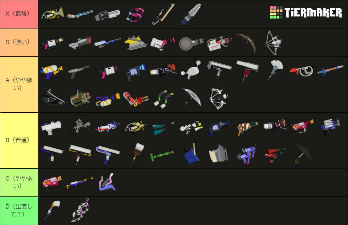 (2D Icons) Splatoon 3 Salmon Run Main Weapon Tier List (Community Rankings) - TierMaker