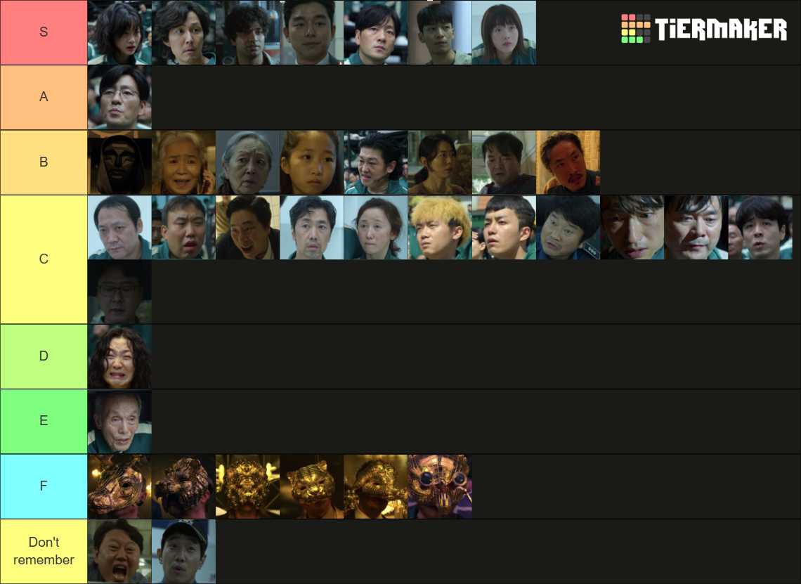 Squid Game All Characters (kinda) Season 1 Tier List (Community ...