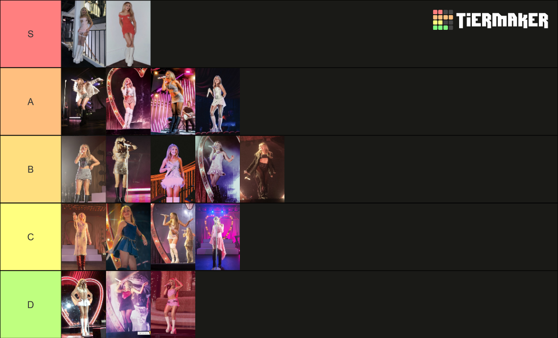 Sabrina Carpenter EICS tour outfits Tier List (Community Rankings) - TierMaker