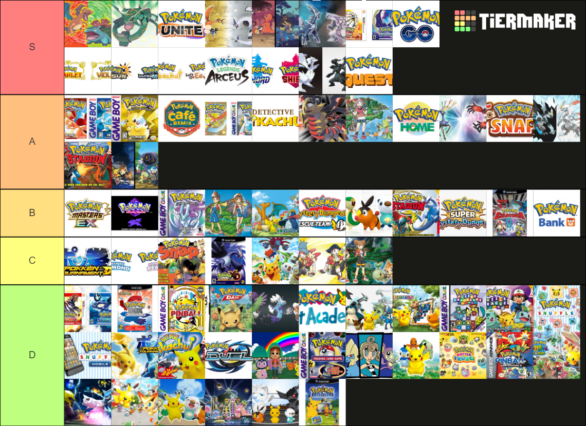 Every Pokemon Video Game Ever Tier List (Community Rankings) - TierMaker