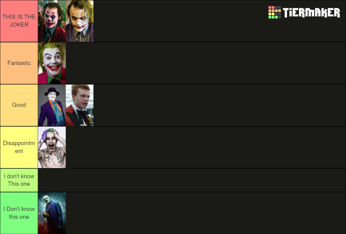Definitive Joker (Liveaction Portrayals) Tier List (Community Rankings ...