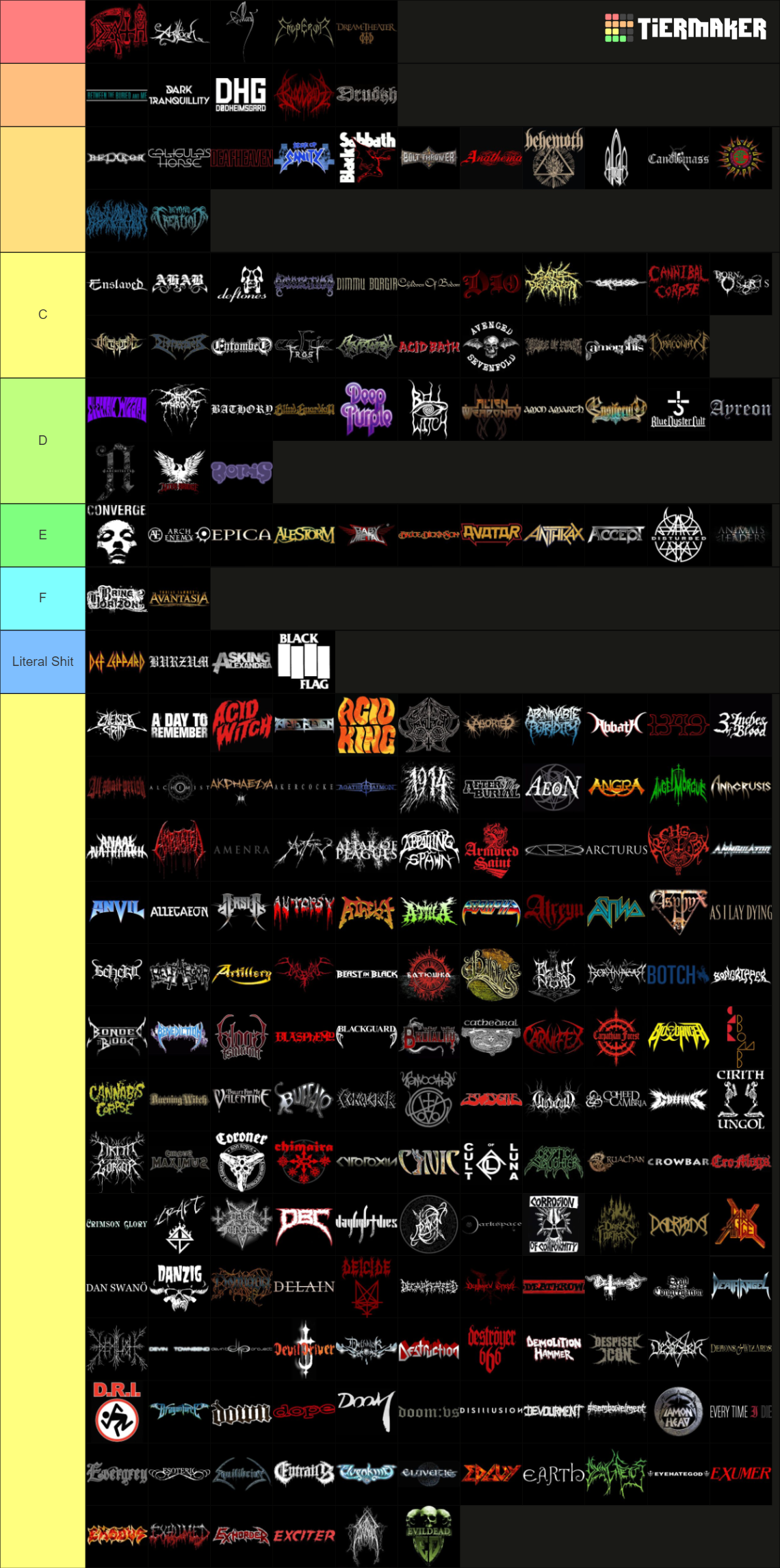 599 Metal Bands Tier List (Community Rankings) - TierMaker