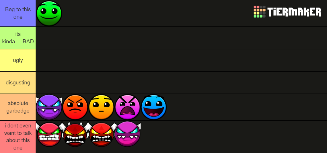 Geometry Dash Difficulty faces Tier List (Community Rankings) - TierMaker Geometry Dash Difficulty faces Tier List (Community Rankings) - TierMaker