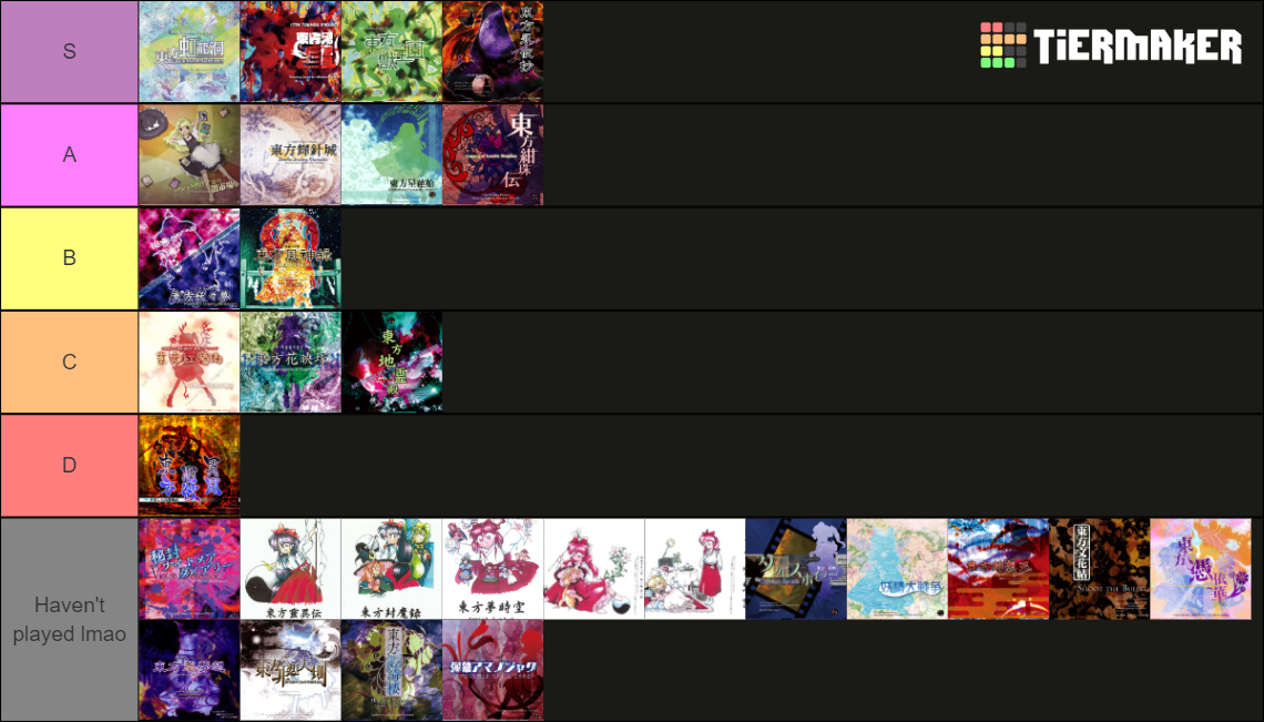 Official Touhou Games (TH01-19) Tier List (Community Rankings) - TierMaker
