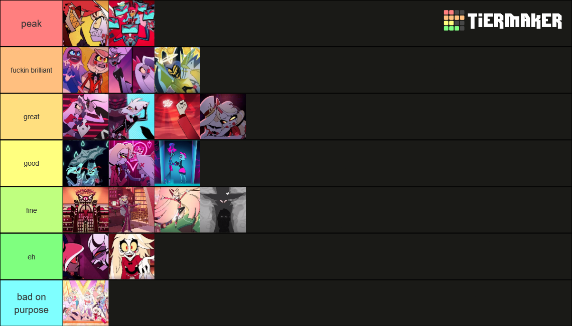 Hazbin Hotel Season 1 Songs Tier List (Community Rankings) - TierMaker