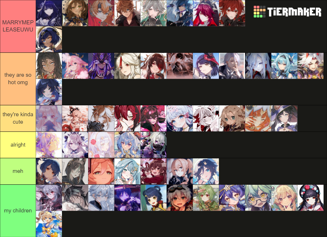 rate genshin characters! (simp addition) (3.4) Tier List (Community ...