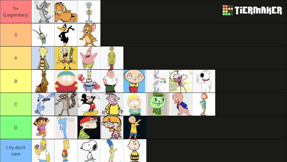 Cartoon Characters Tier List (Community Rankings) - TierMaker