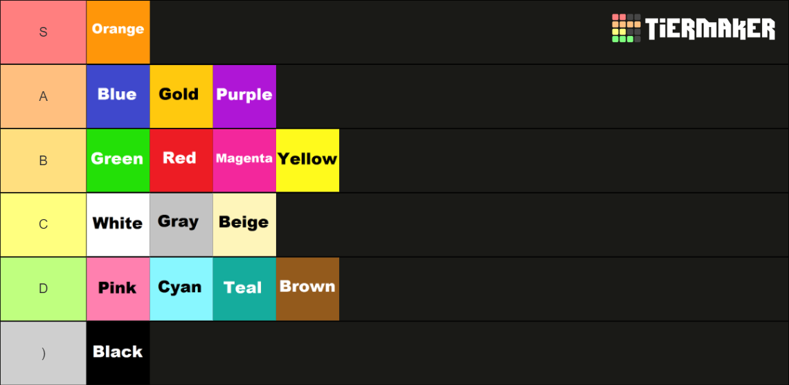 Favorite Color Tier List (Community Rankings) - TierMaker