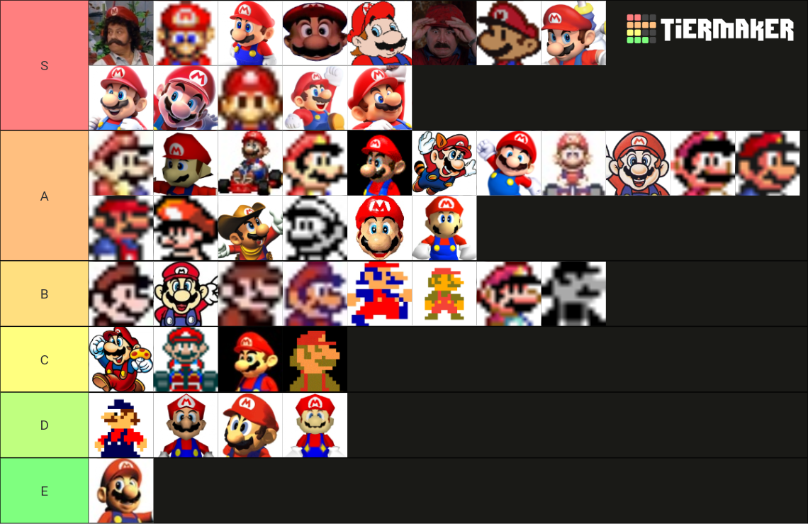 Every Mario Design Tier List (Community Rankings) - TierMaker