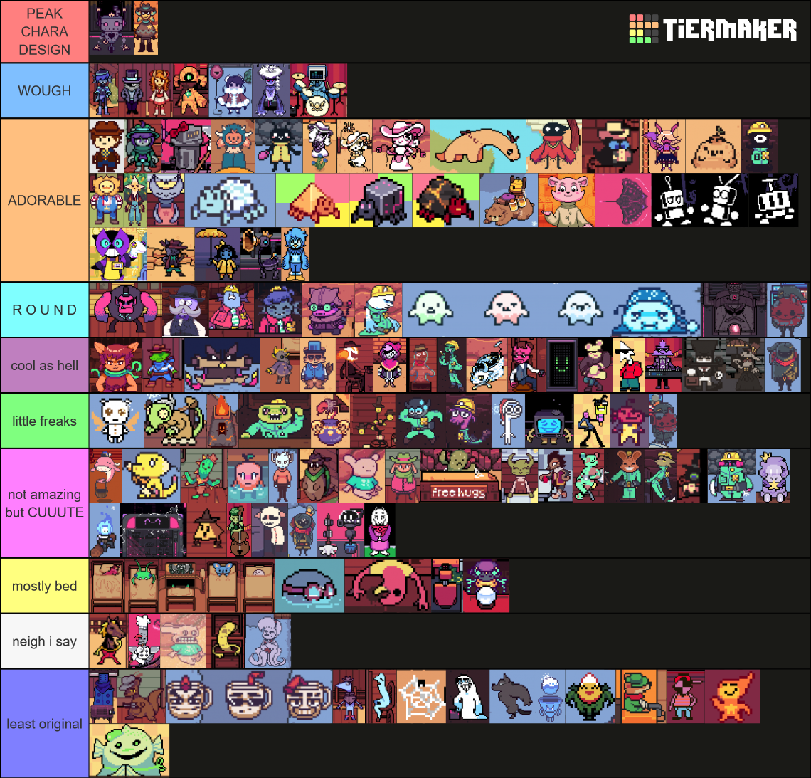Undertale Yellow Character Designs Tier List (Community Rankings) - TierMaker