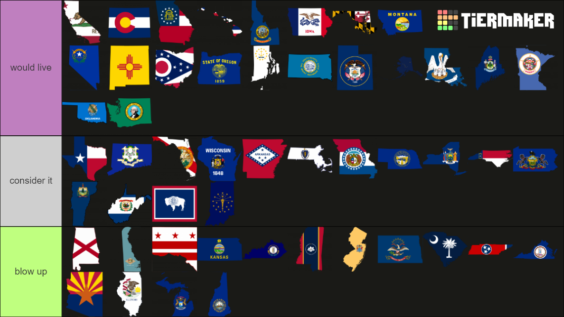 50 states of The United States (Official Flag maps). Tier List ...