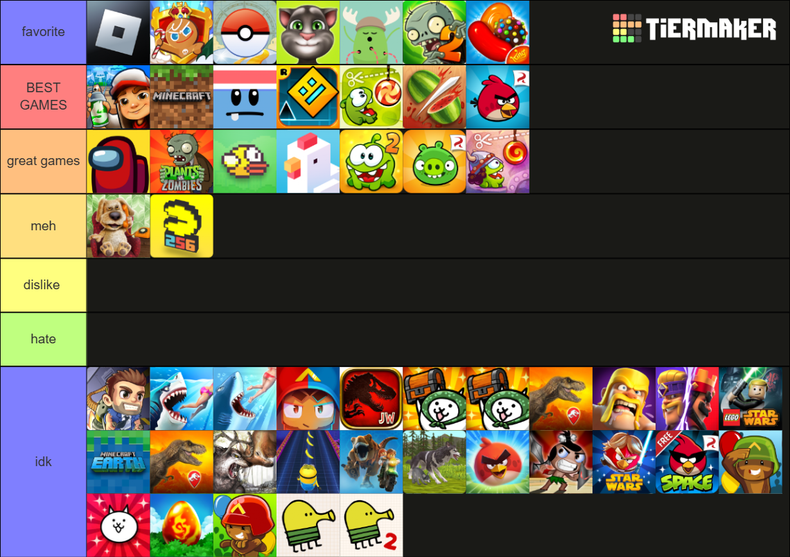 Greatest Mobile Games Ever Tier List (Community Rankings) - TierMaker