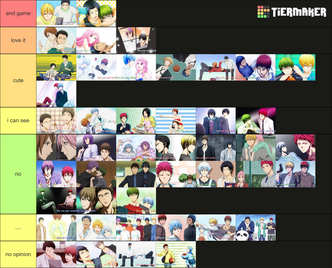 Kuroko no Basket/KNB Ships Tier List (Community Rankings) - TierMaker