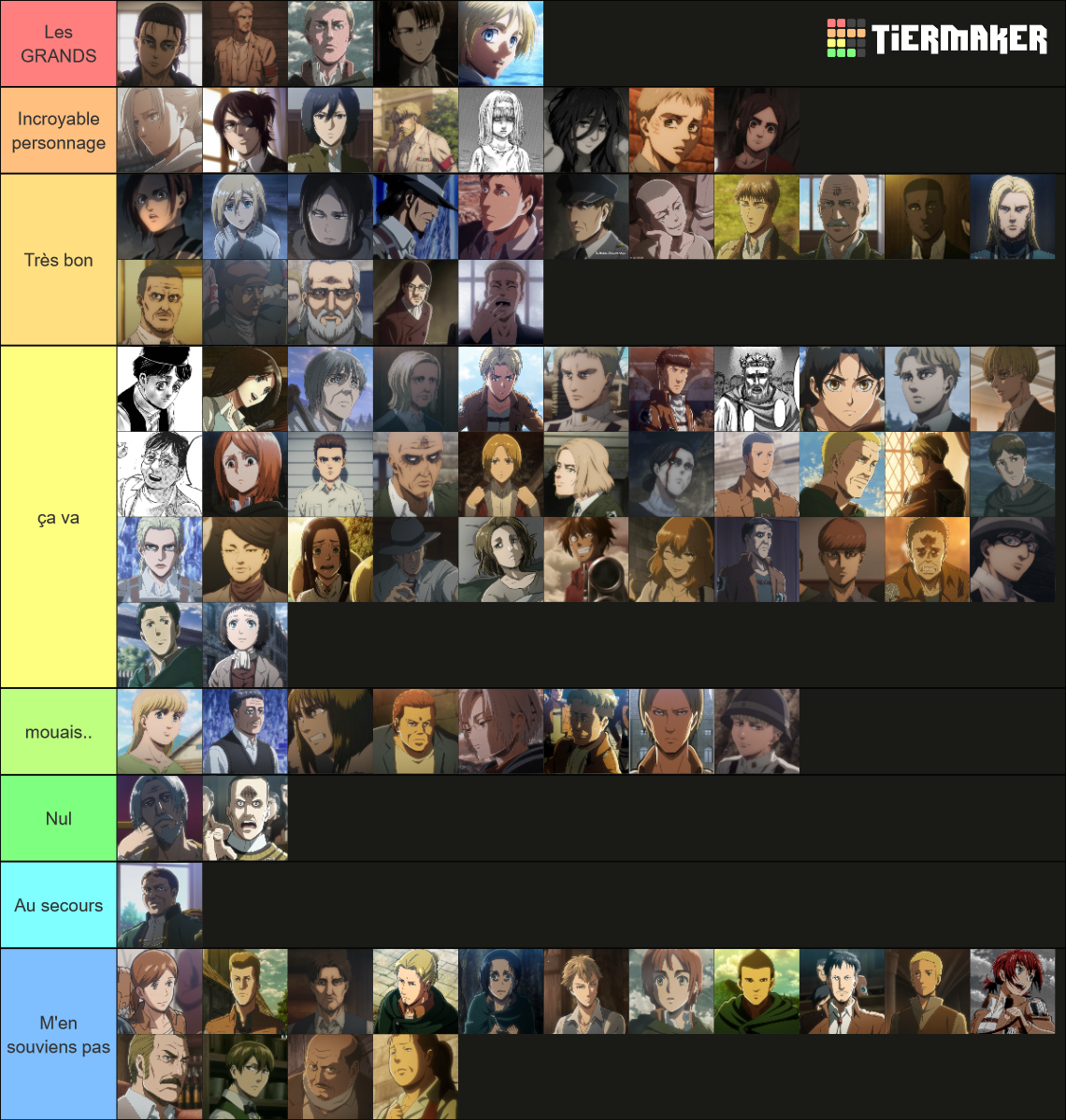 ALL AOT/SNK CHARACTERS (70) Tier List (Community Rankings) - TierMaker