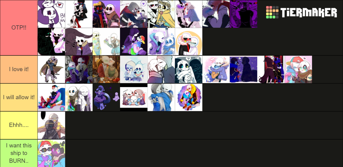 Sans Au Ships!! Tier List (Community Rankings) - TierMaker