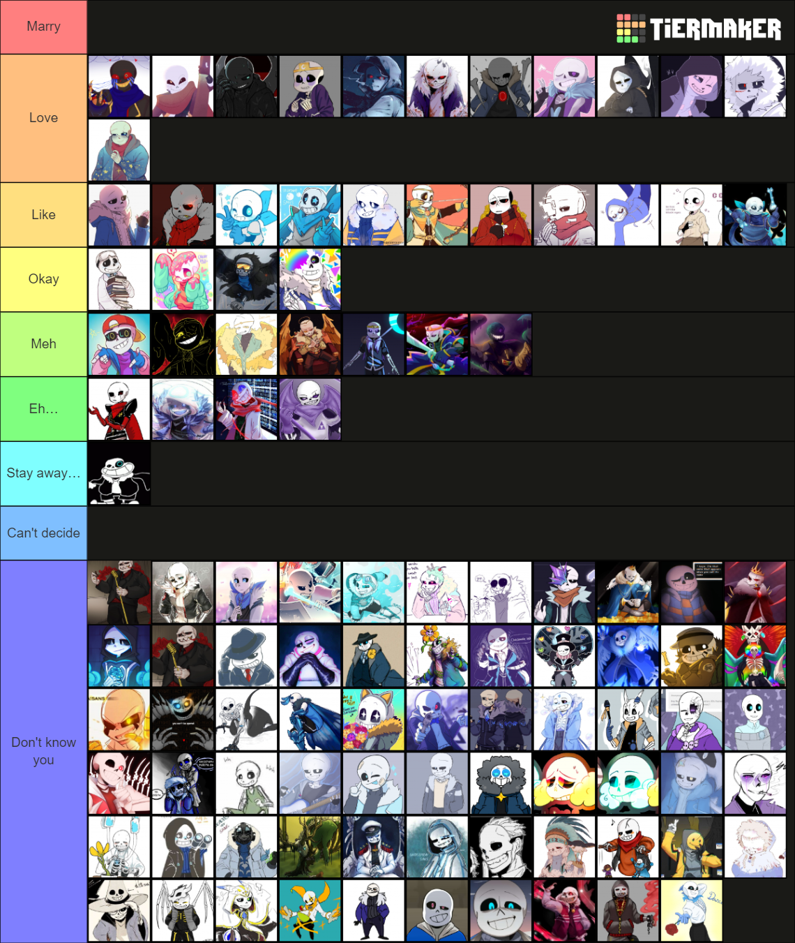 Undertale Sans AUs List :3 Tier List (Community Rankings) - TierMaker
