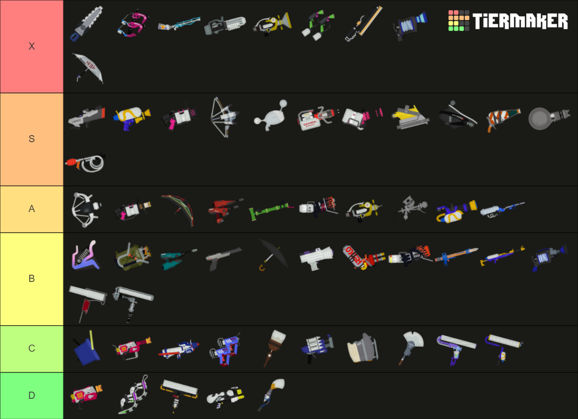 (2D Icons) Splatoon 3 Salmon Run Main Weapon Tier List (Community Rankings) - TierMaker