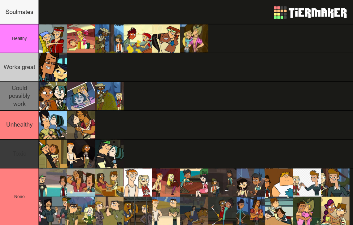 Total drama relationships/ ships Tier List (Community Rankings) - TierMaker