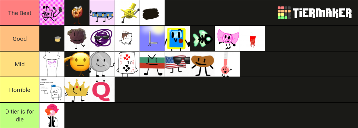 Bobject Camp (Official) Tier List (Community Rankings) - TierMaker