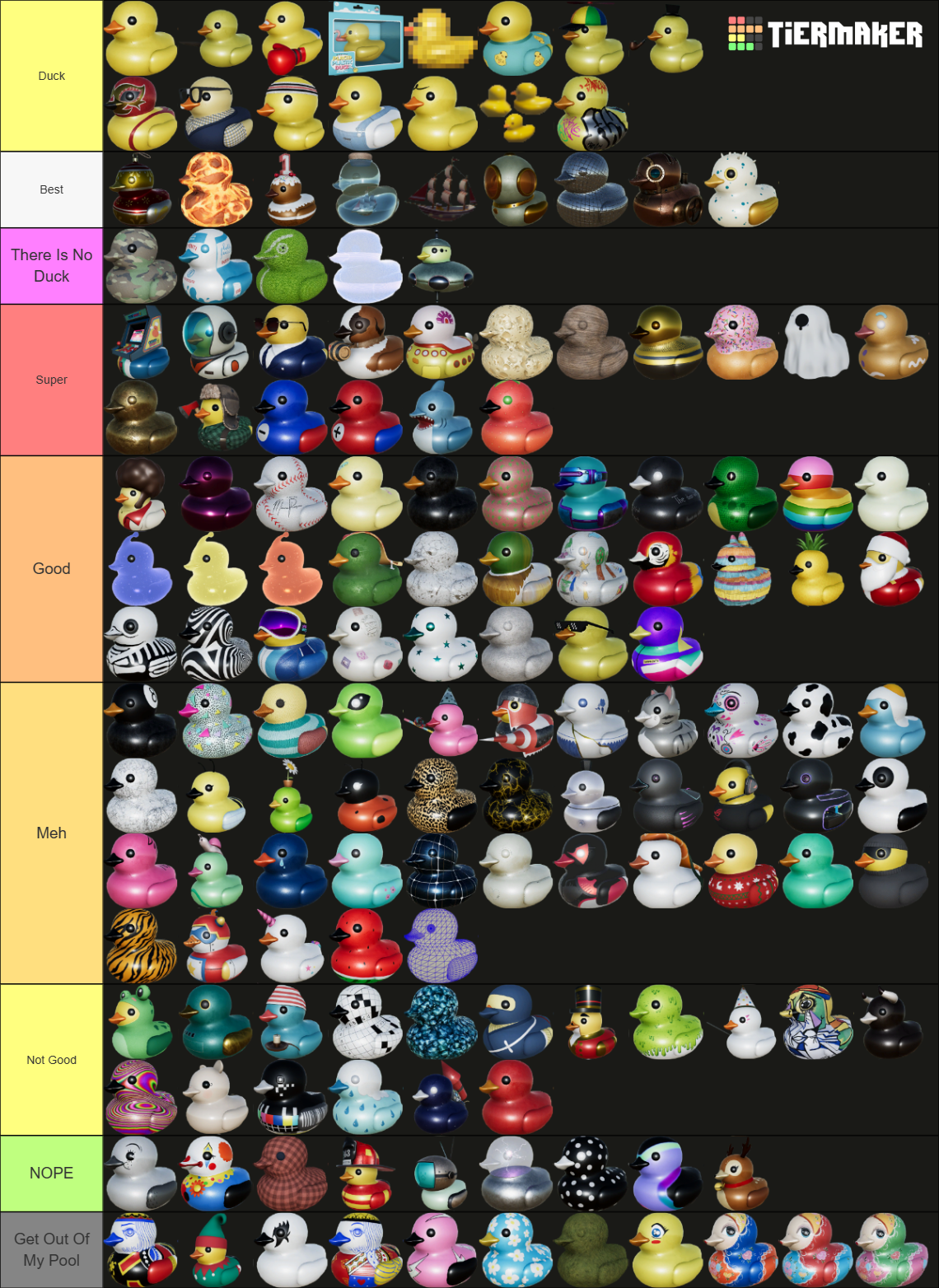 Placid Plastic Duck Simulator Ducks (w/ Rooftop One Percent) Tier List ...