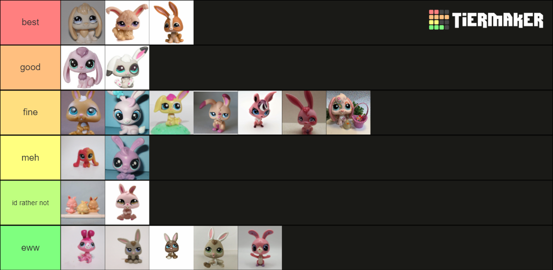 LPS bunnies (bunny molds/shapes) Tier List (Community Rankings) - TierMaker