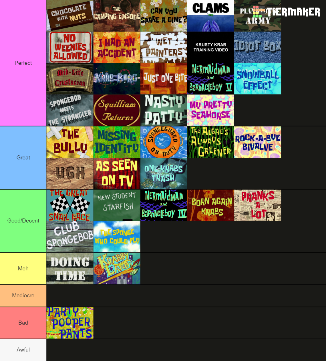 Third spongebob season Tier List (Community Rankings) - TierMaker