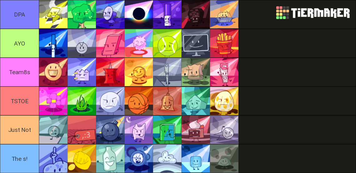 bfb and tpot teams camp Tier List (Community Rankings) - TierMaker