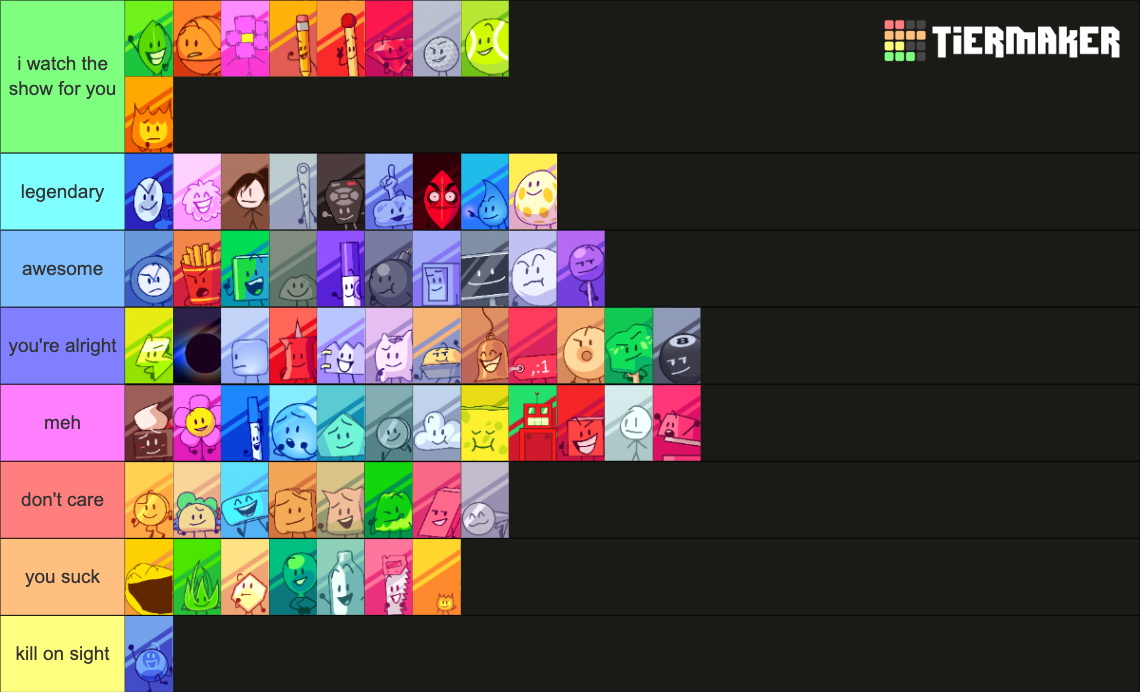 BFDI Characters Tier List (Community Rankings) - TierMaker