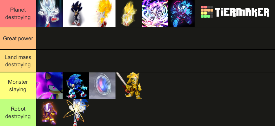 Sonic super forms Tier List (Community Rankings) - TierMaker