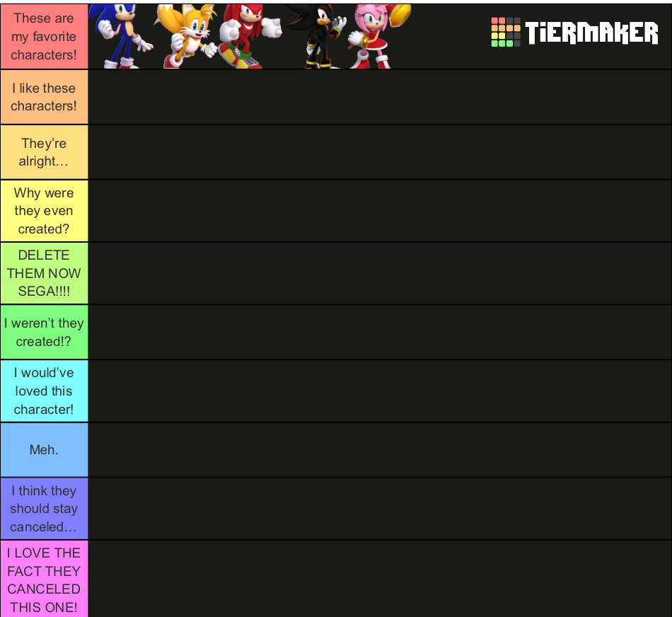 Sonic the Hedgehog Character Tierlist Tier List (Community Rankings) - TierMaker