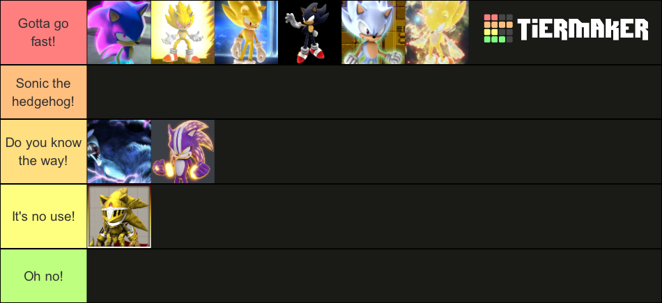Sonic transformations Tier List (Community Rankings) - TierMaker