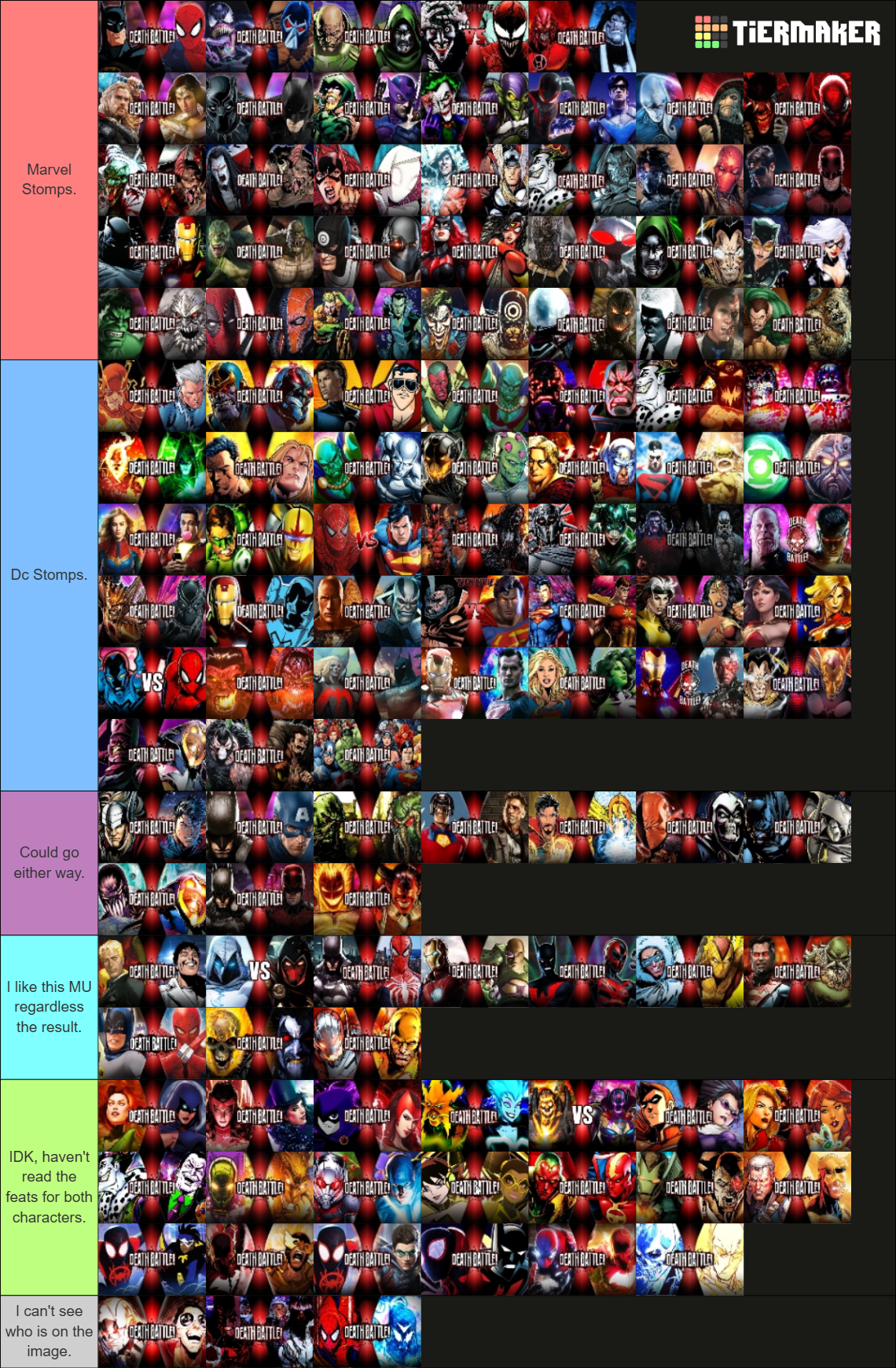 Death Battle Marvel vs DC Matchups Tier List (Community Rankings ...