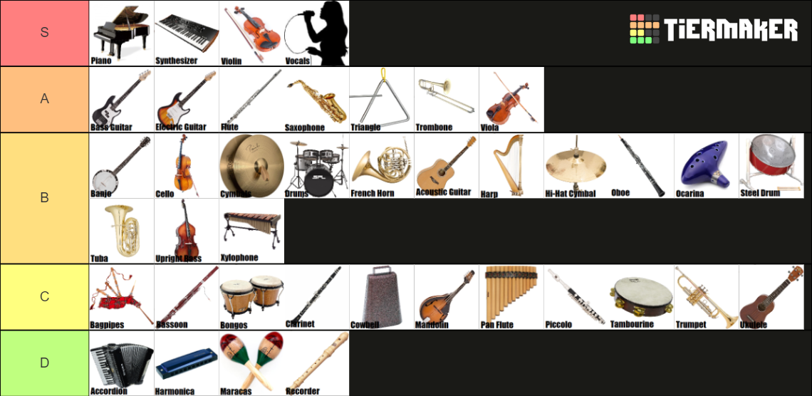 Ultimate Instrument Tier List (Community Rankings) - TierMaker