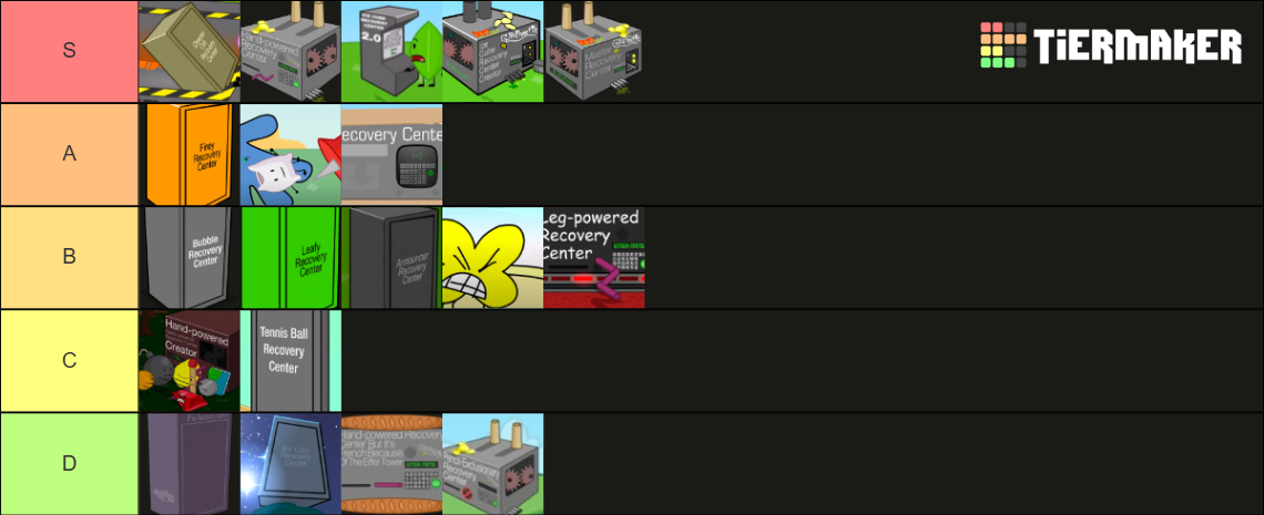 BFDI Recovery Center Tier List (Community Rankings) - TierMaker