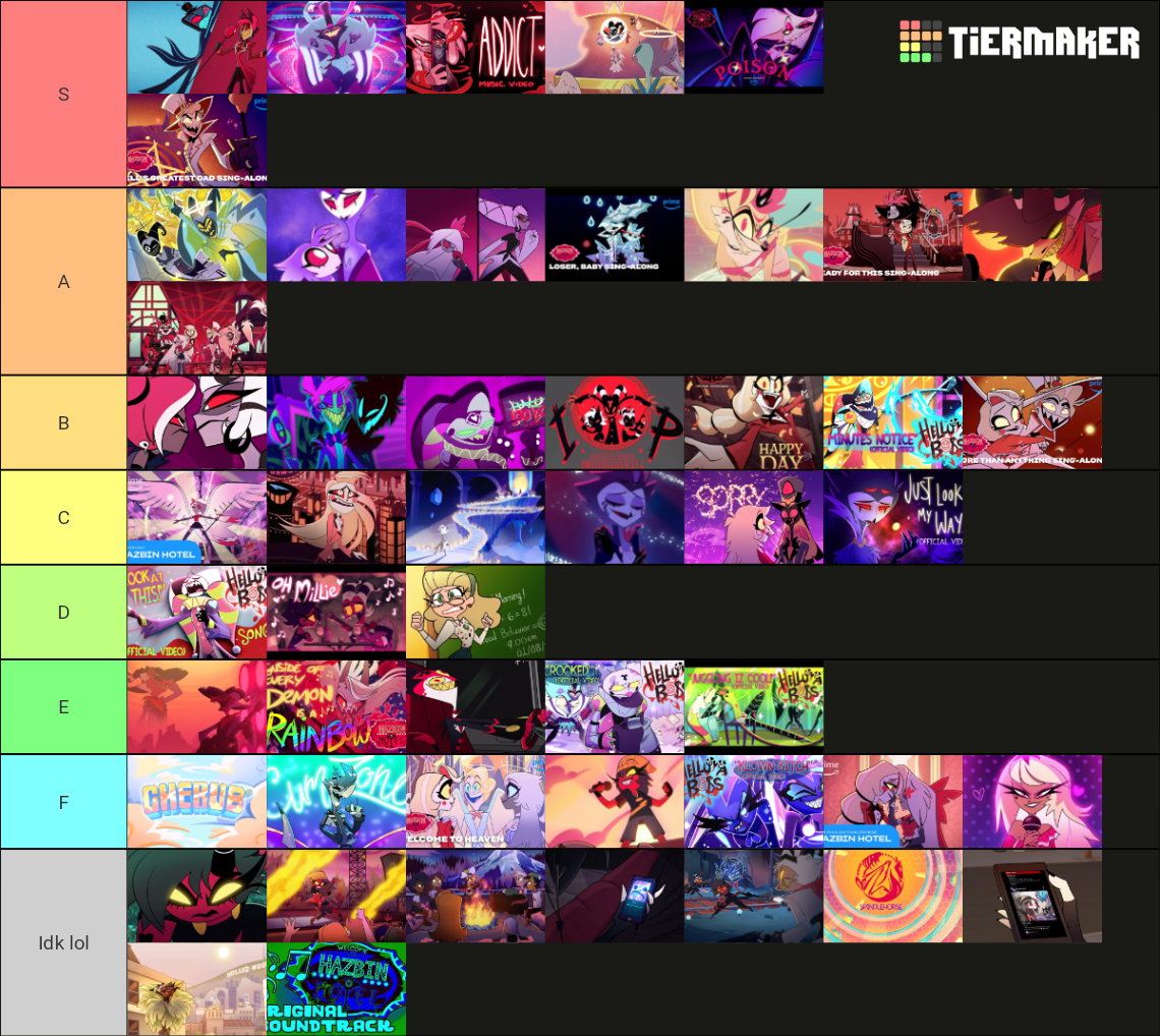 all hazbin hotel and helluva boss songs Tier List (Community Rankings) - TierMaker