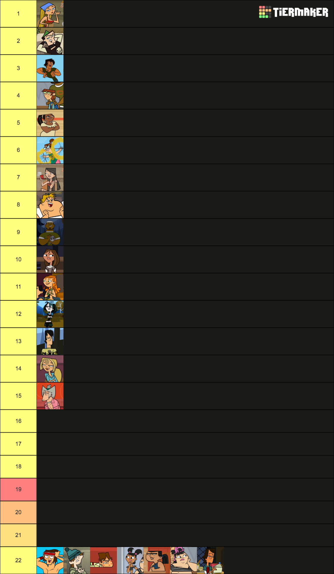 Total Drama Gen 1 and 2 Tier List (Community Rankings) - TierMaker