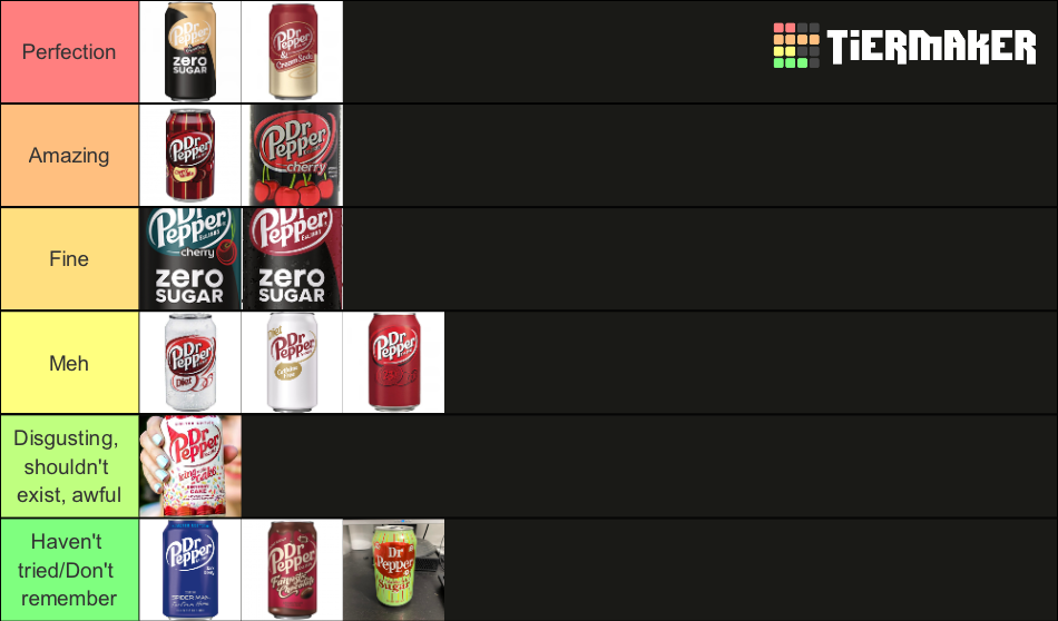Dr Pepper Flavors Tier List (Community Rankings) - TierMaker