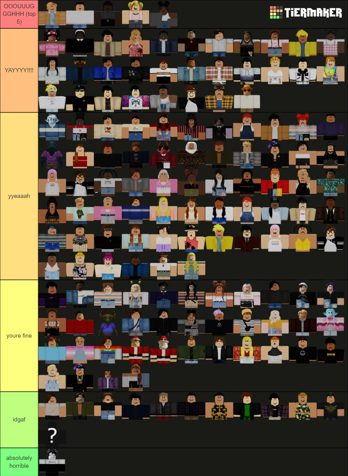 Roblox Flicker (Anonymous, Classic, and Removed Characters) Tier List ...