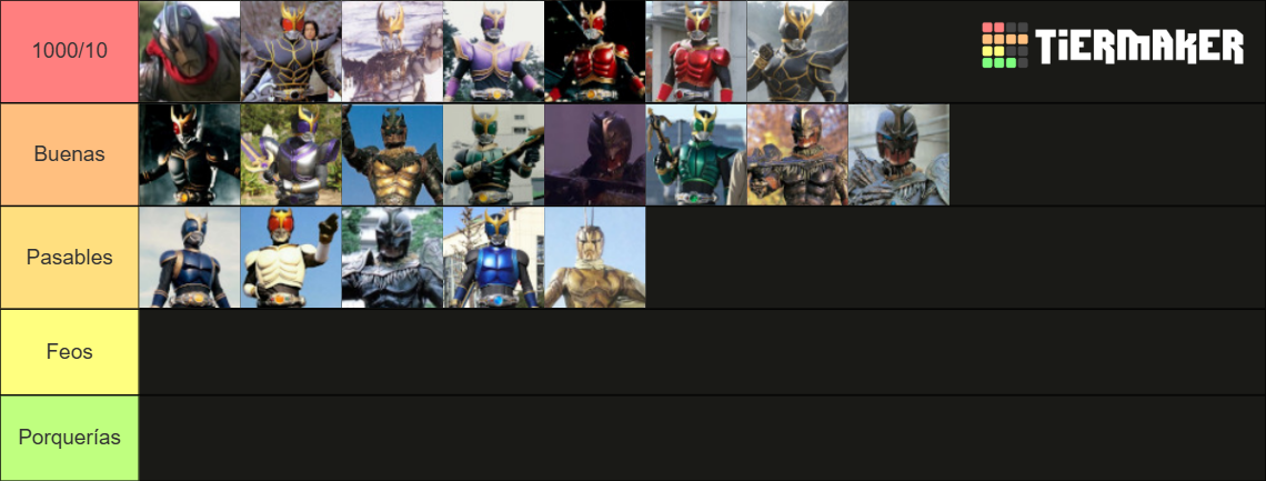 Recent Kamen Rider Tier Lists - TierMaker