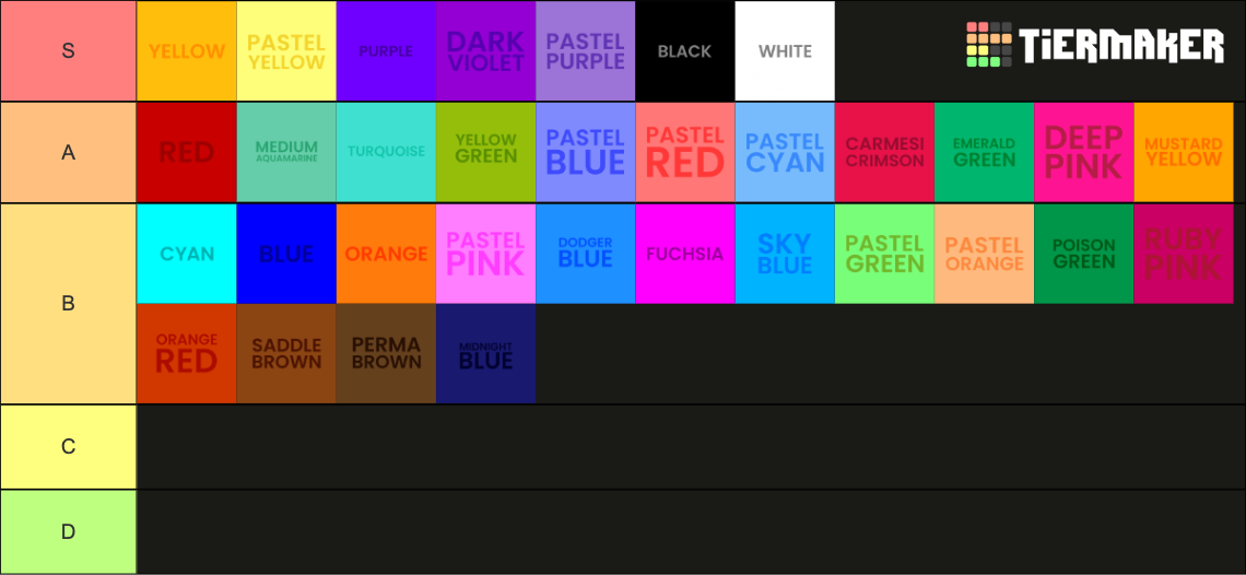 Ultimate Color Tier List (Community Rankings) - TierMaker